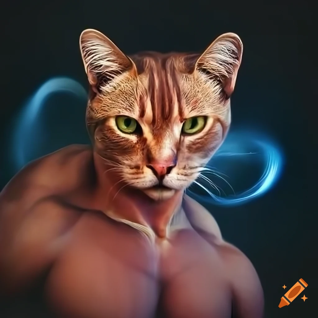 Muscular cat with unique photographic techniques on Craiyon