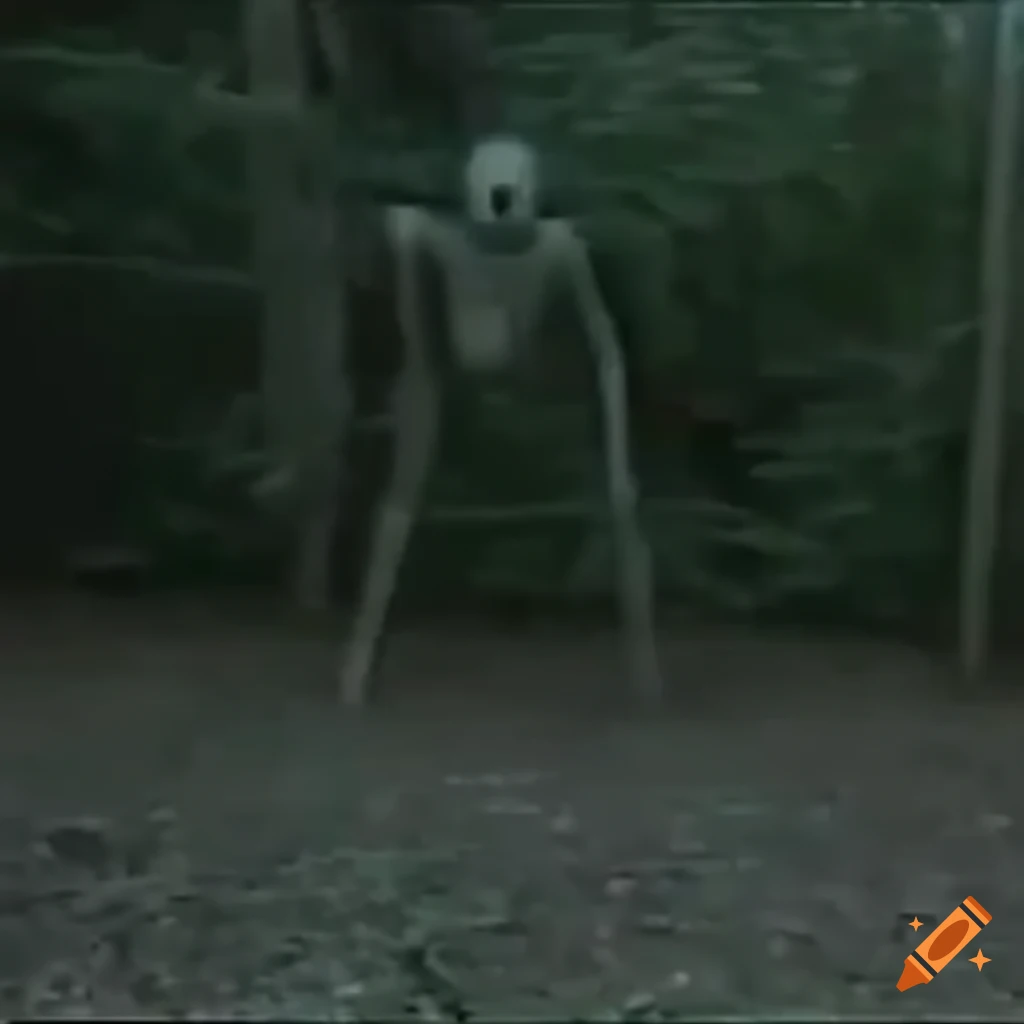 Trailcam footage of unknown tall humanoid creature on Craiyon