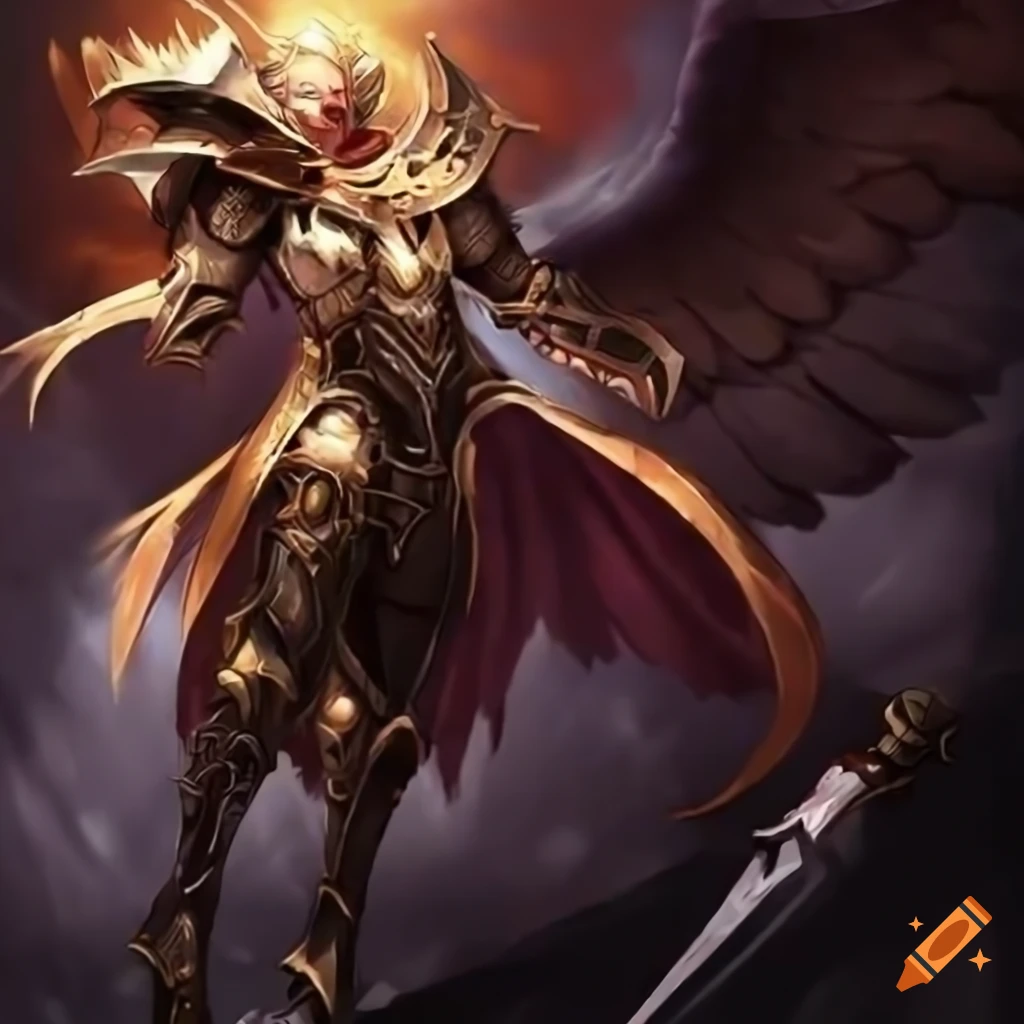 Anime character in powerful armor holding a war hammer on Craiyon