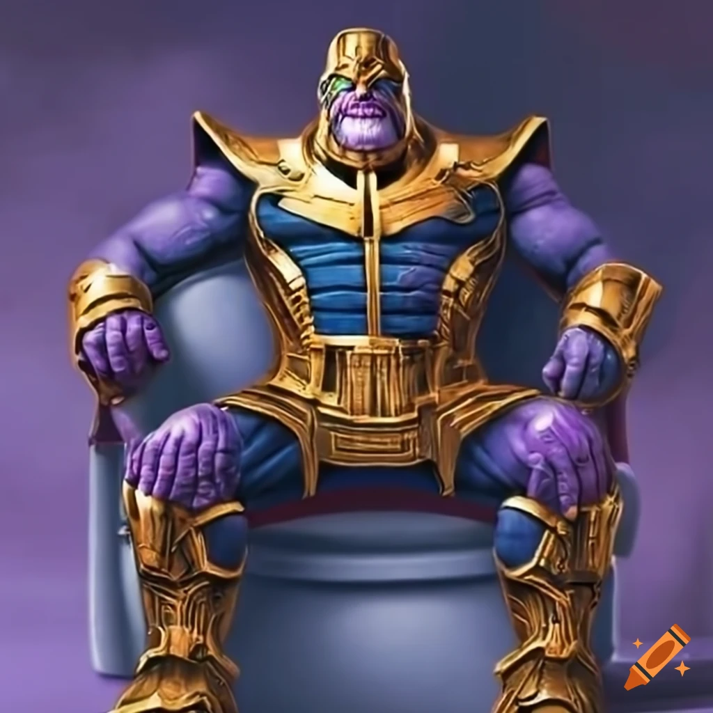 Thanos sitting on a toilet on Craiyon