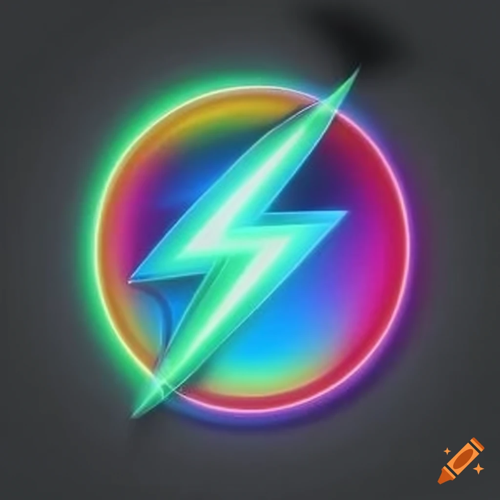 Neon lightning bolt logo in circle with #f50057 color on Craiyon