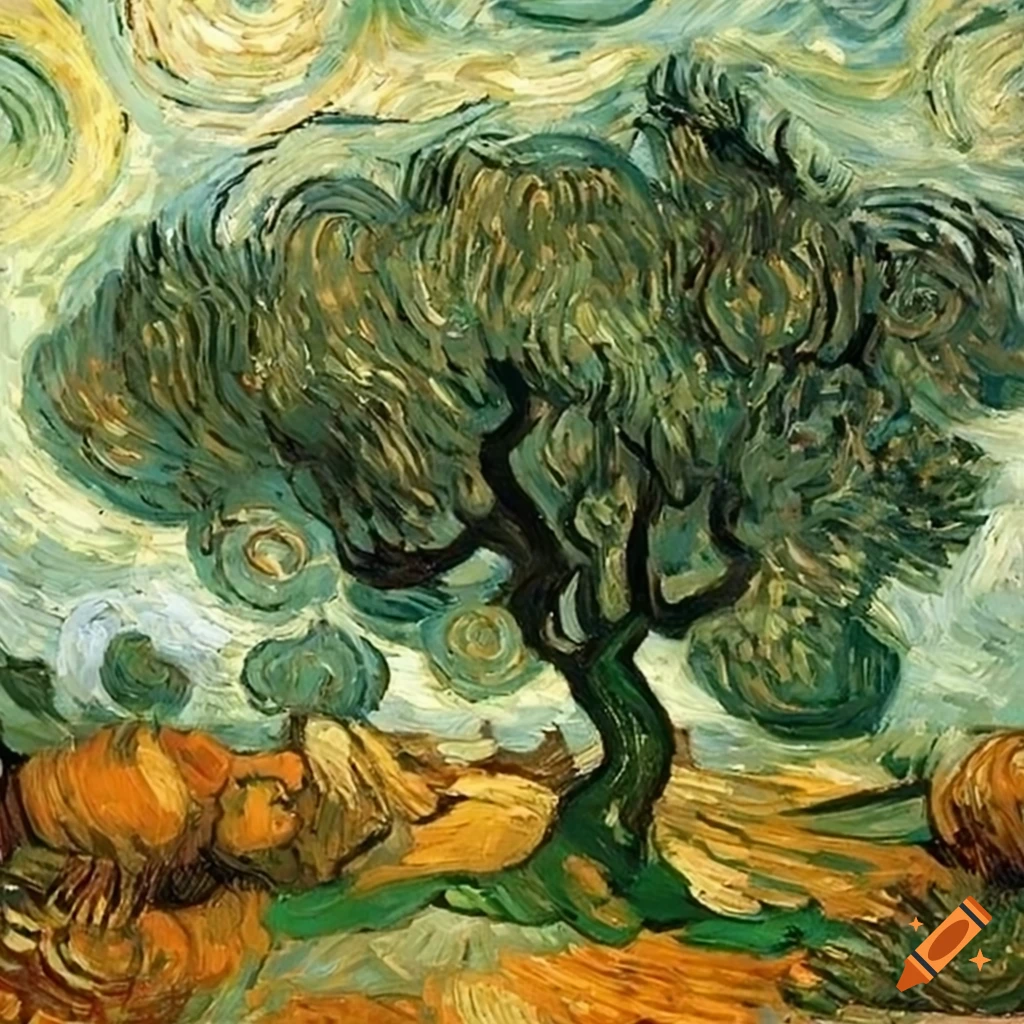 The olive trees painting by vincent van gogh on Craiyon