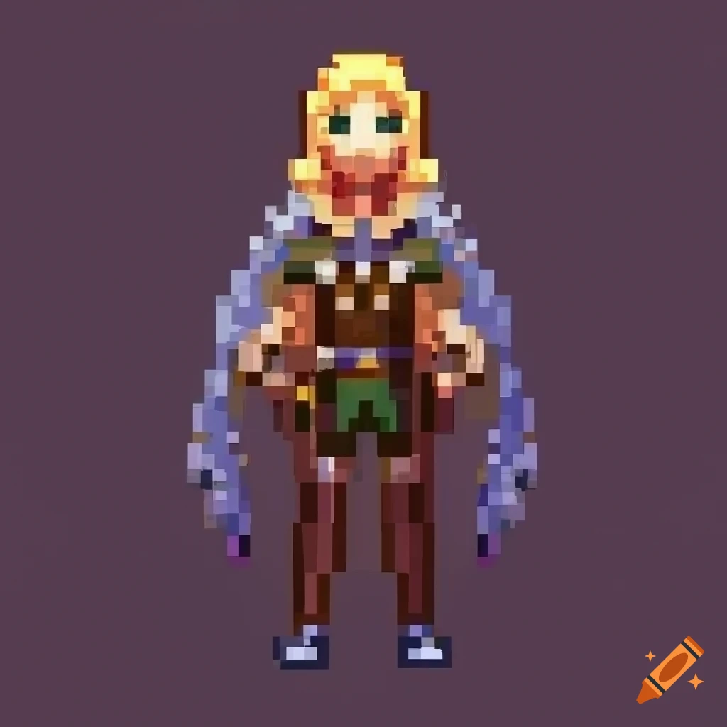 Pixel art adventurer top down sprite sheet in all 8 directions on Craiyon