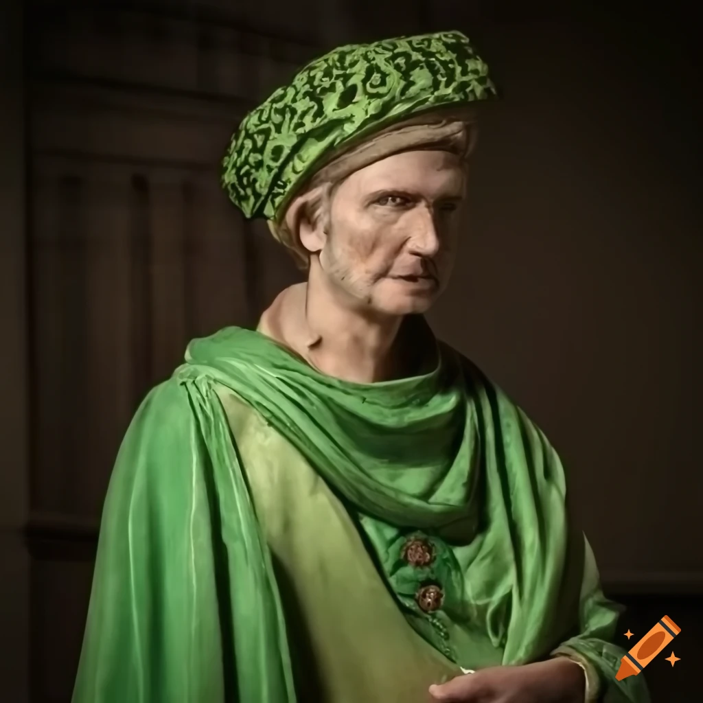 Roman consul in a green robe on Craiyon