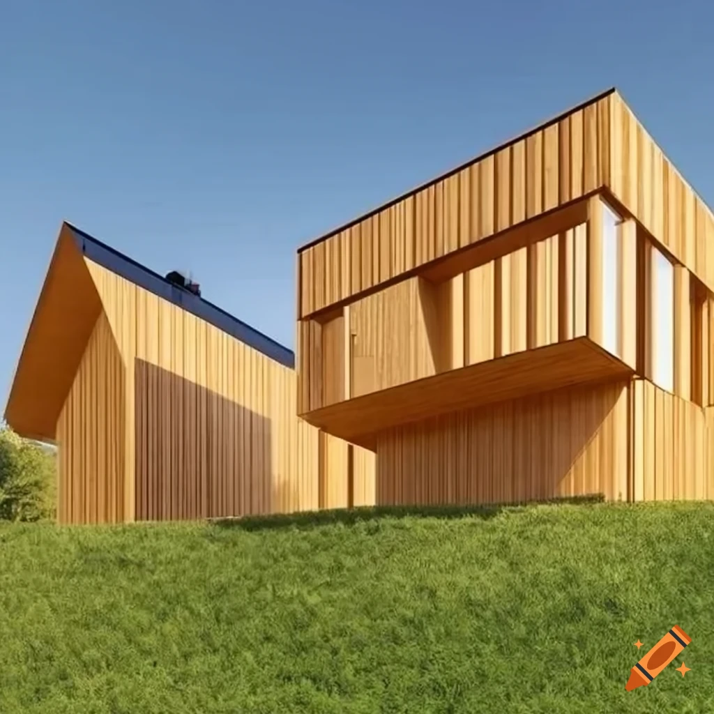 Architect building sustainable house made of mass timber in beautiful ...