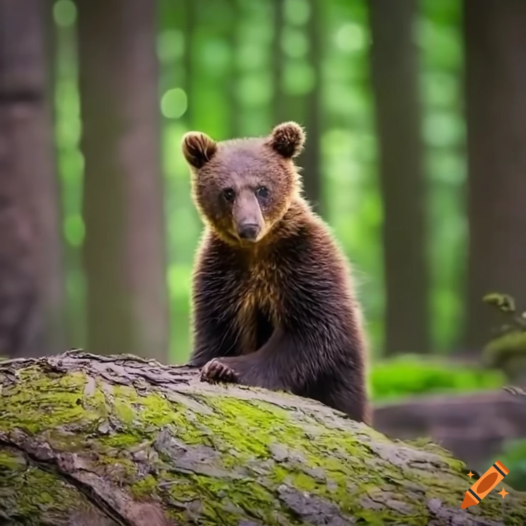 Little bear in the forest on Craiyon