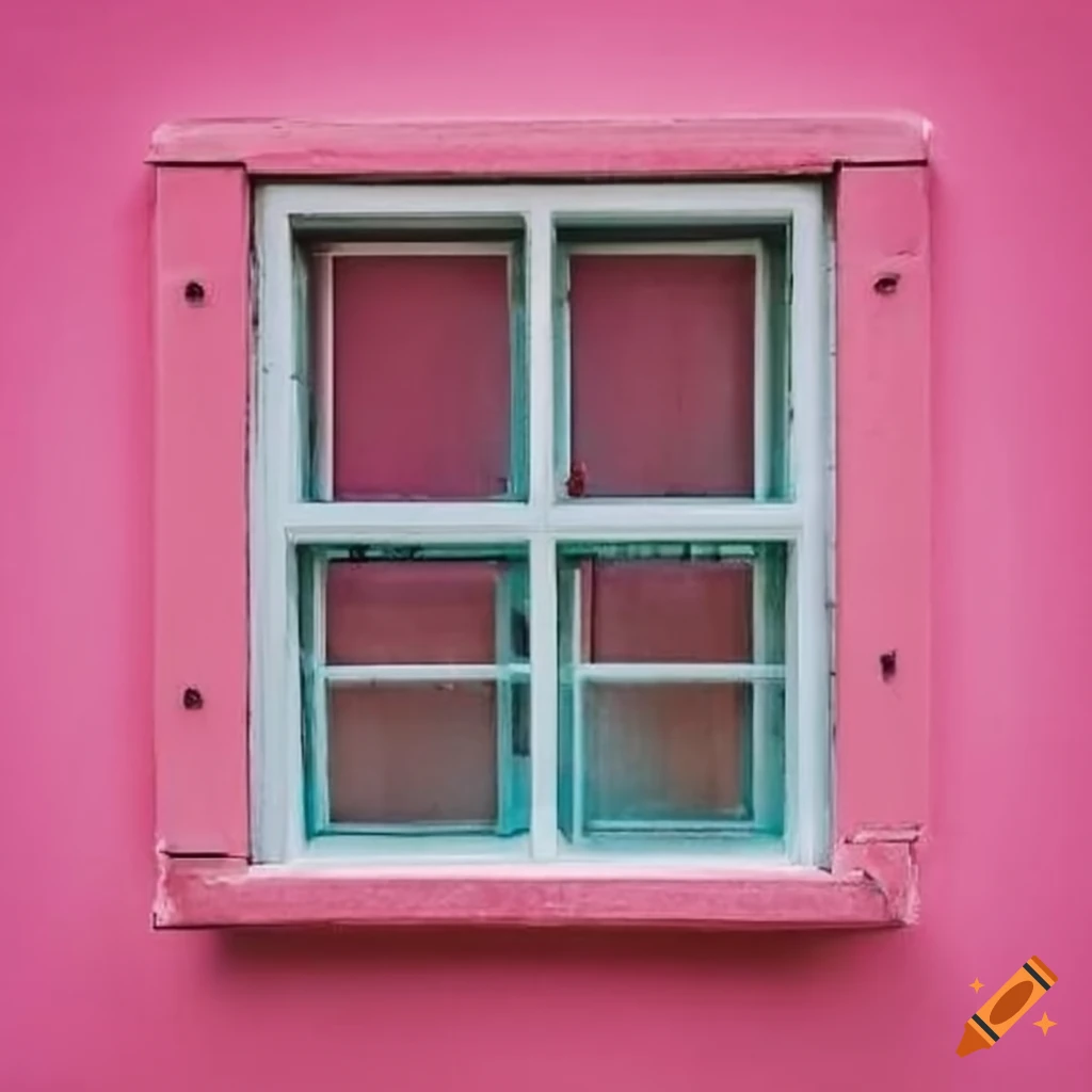 Window on a pink wall on Craiyon