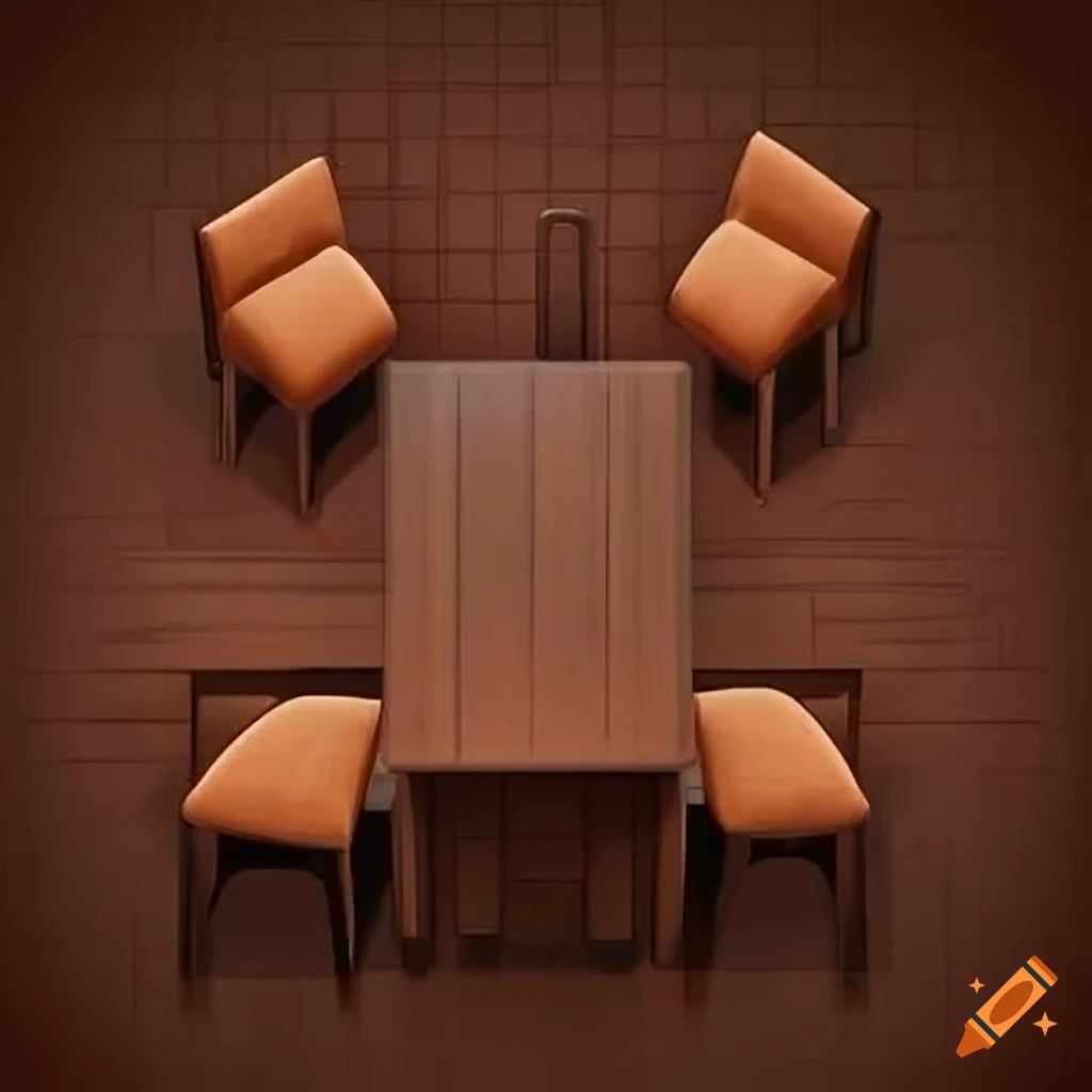 Top down view cartoon dining room on Craiyon