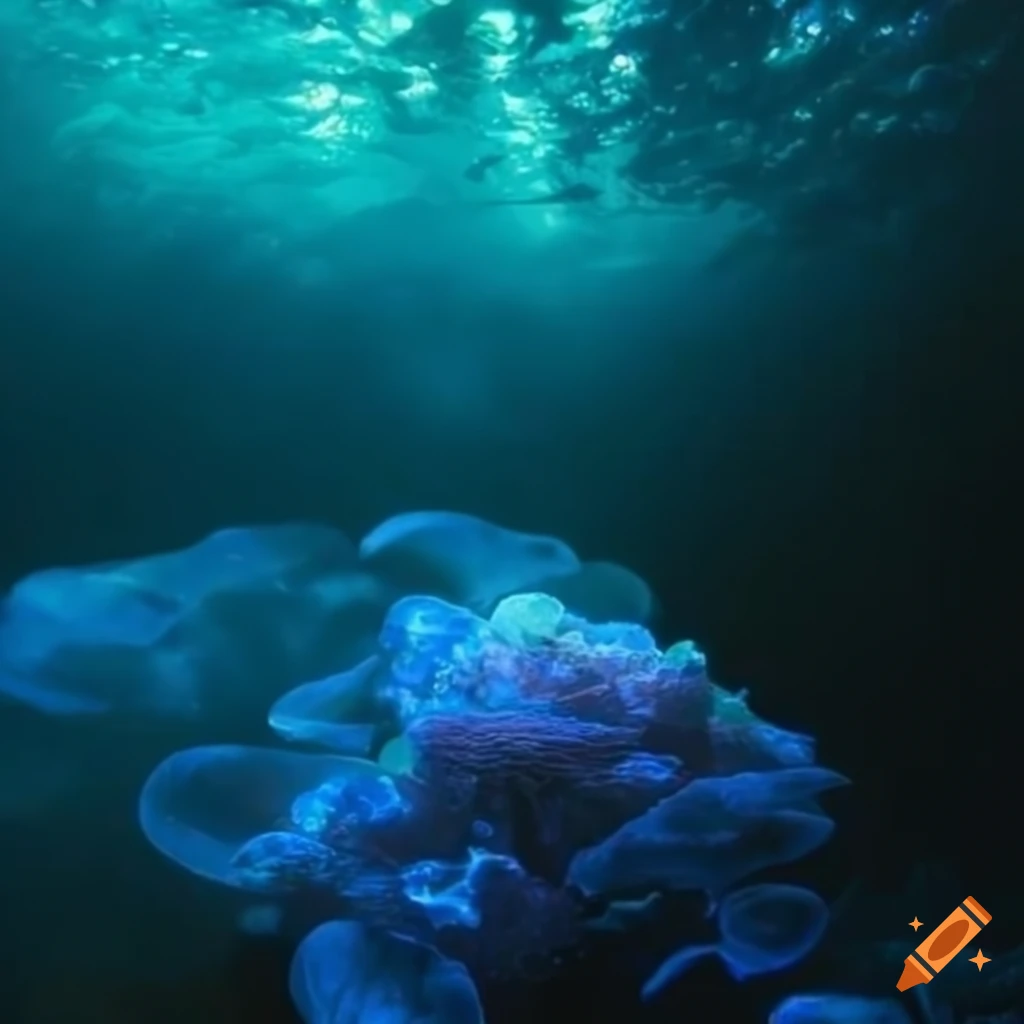 Underwater tapestry of vibrant fish, coral, and mythical creatures with ...