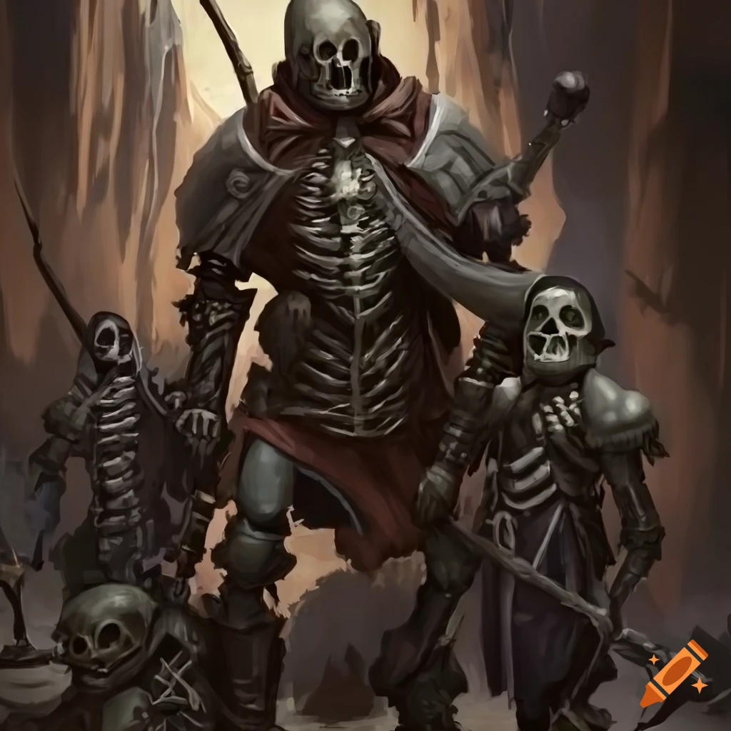 Fantasy illustration of a skeleton army for dnd on Craiyon
