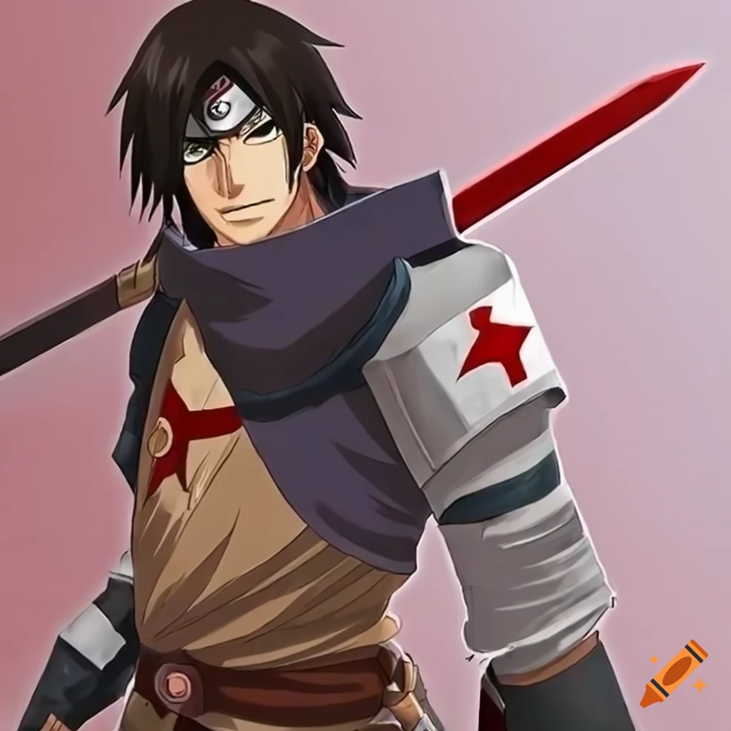 Character fusion of Itachi Anbu and Trevor Belmont in templar knight armor with buster sword on ...