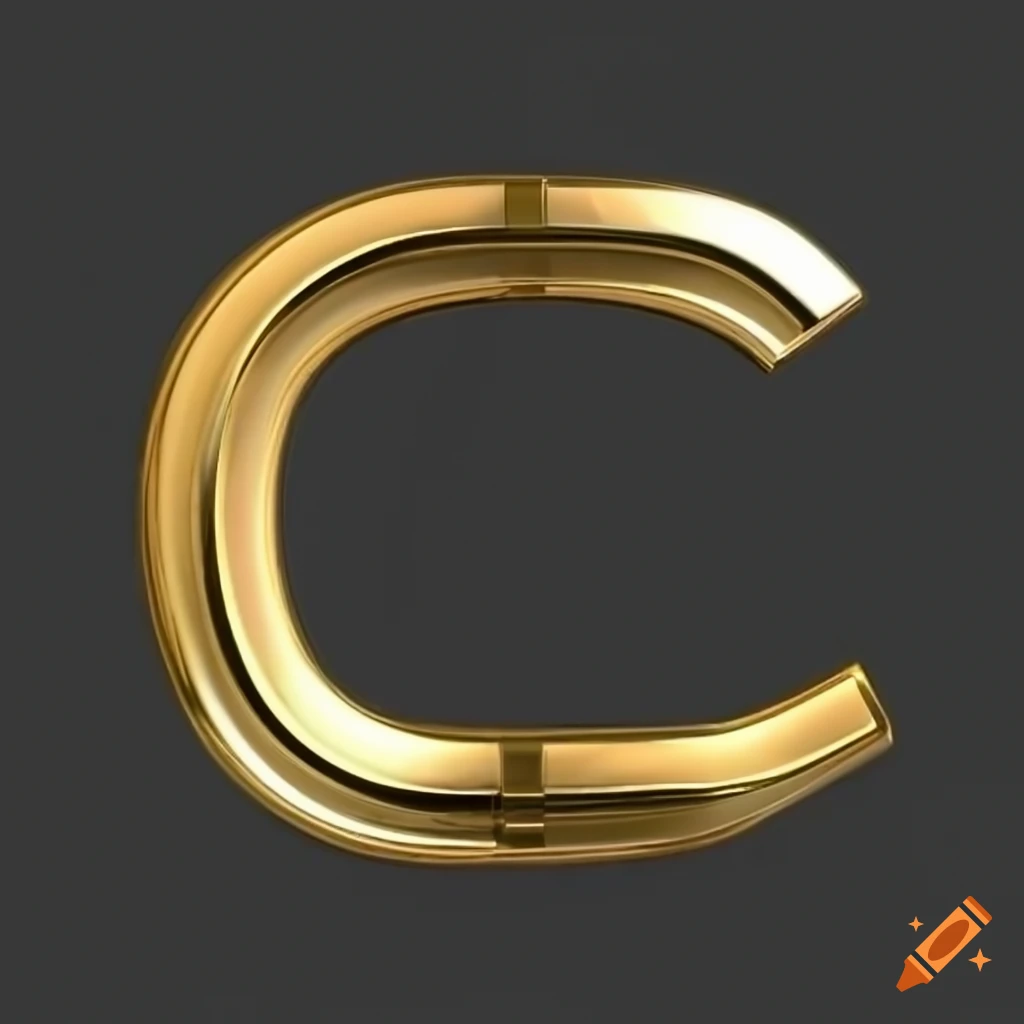 Golden 3d render of the letter c on Craiyon