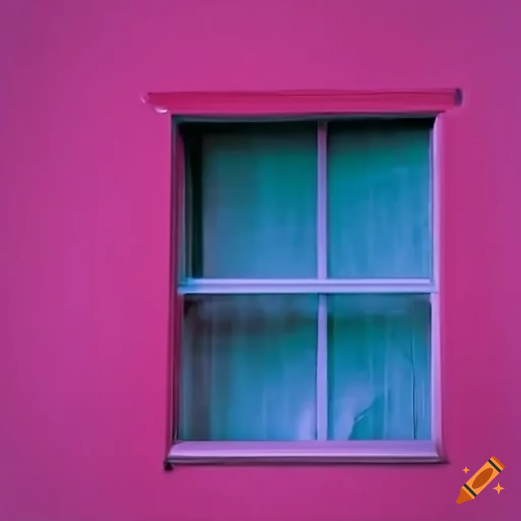 Window on a pink wall in 80s vhs style on Craiyon