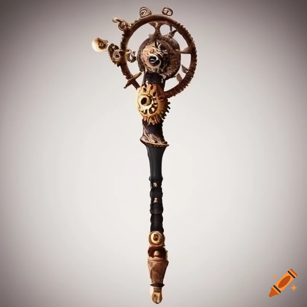 Steampunk magical staff on Craiyon