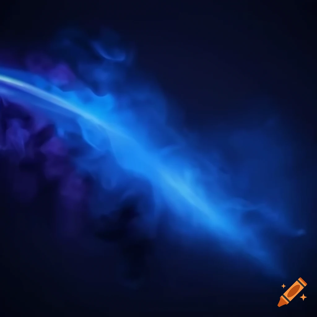 Two rays of blue light merging with smoke effect art on Craiyon