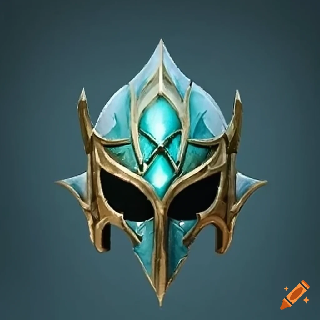 Legendary magic elven symmetrical helmet with paragon aura, front view ...