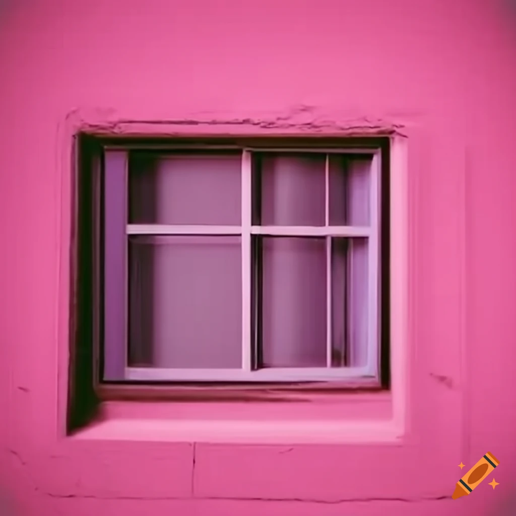 Window on a pink wall captured in 80s vhs footage on Craiyon