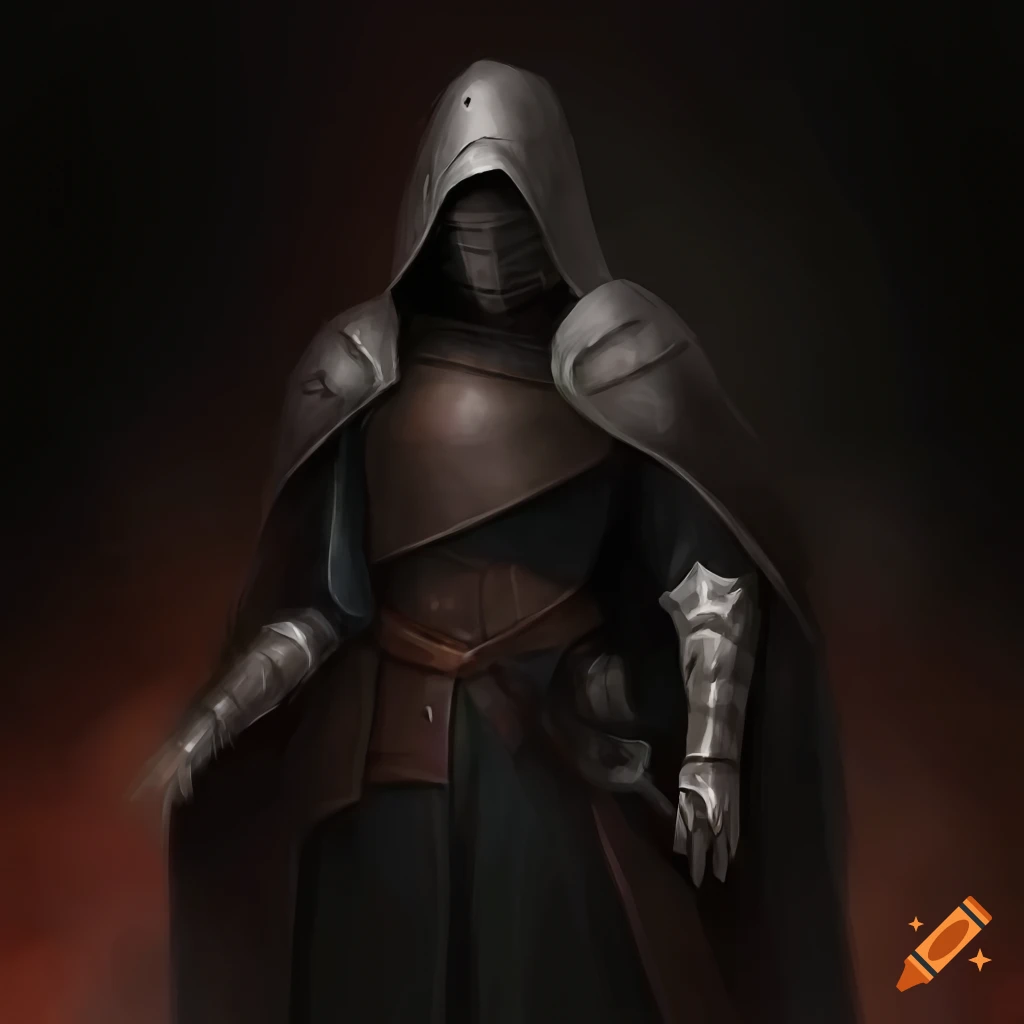 Cloaked leather armor on a dark background on Craiyon
