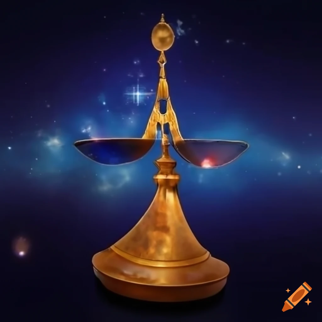 Balance scale with universe background on Craiyon