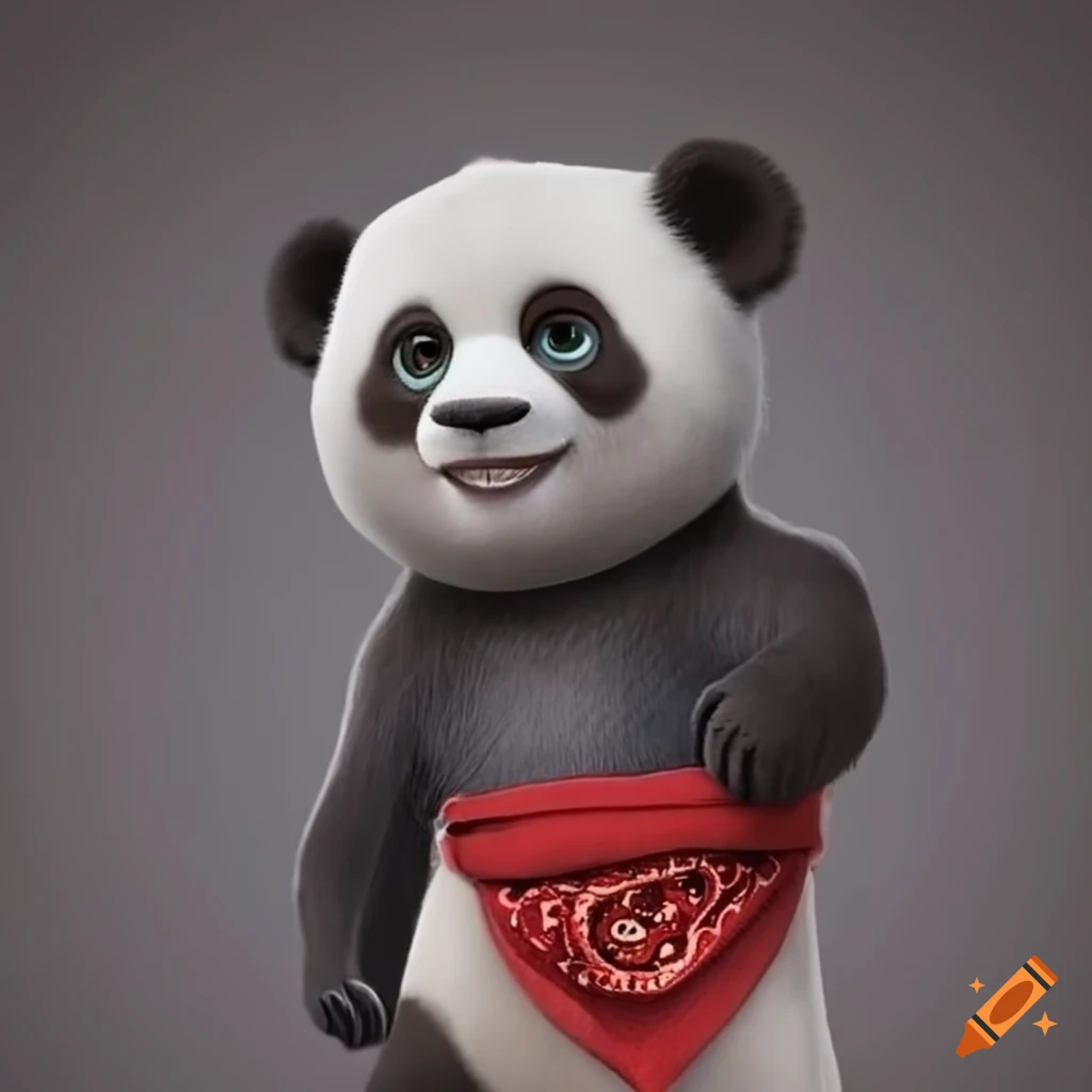 Big panda with red bandana in Pixar style on Craiyon