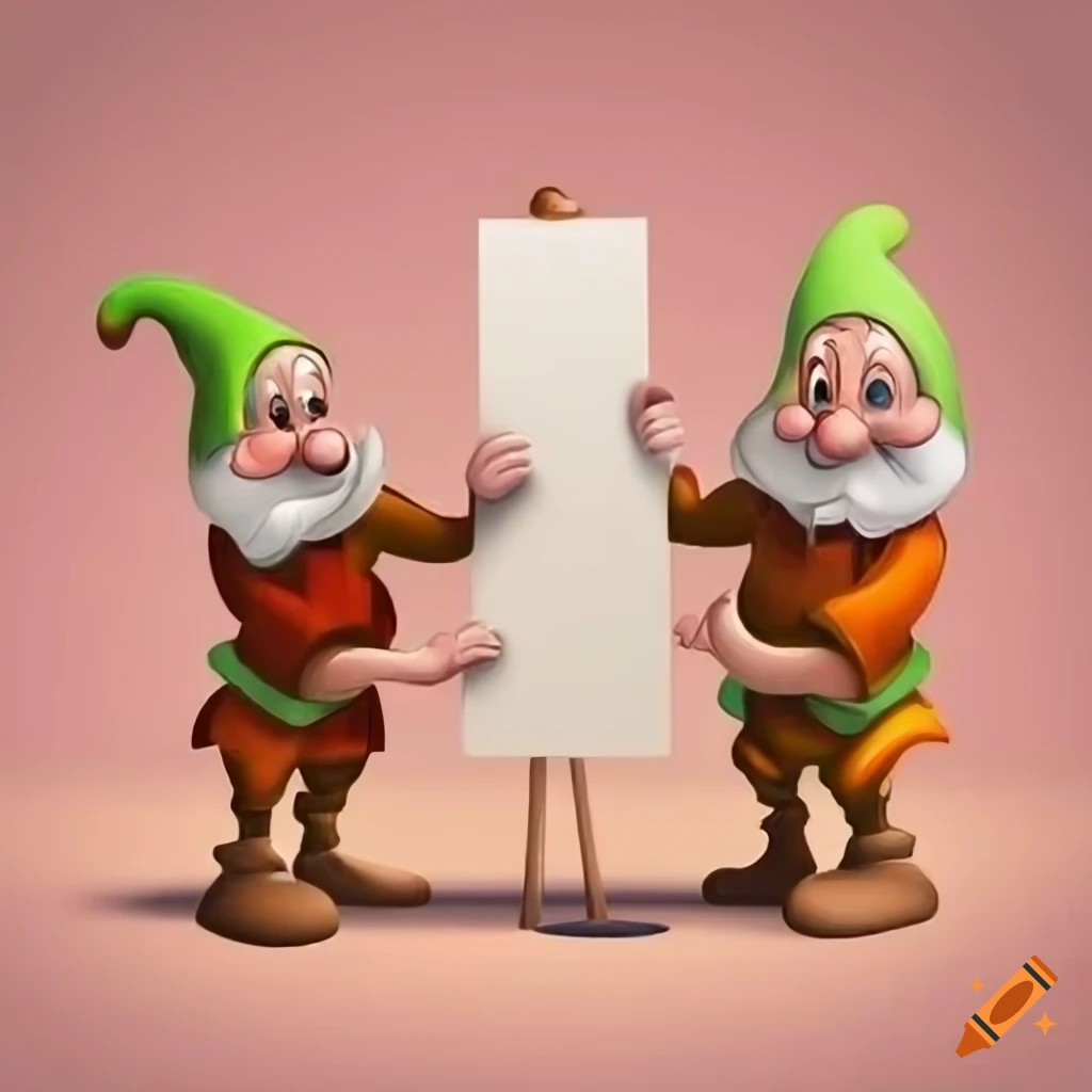 Cartoon image of two dwarfs holding a banner with the inscription mdt ...