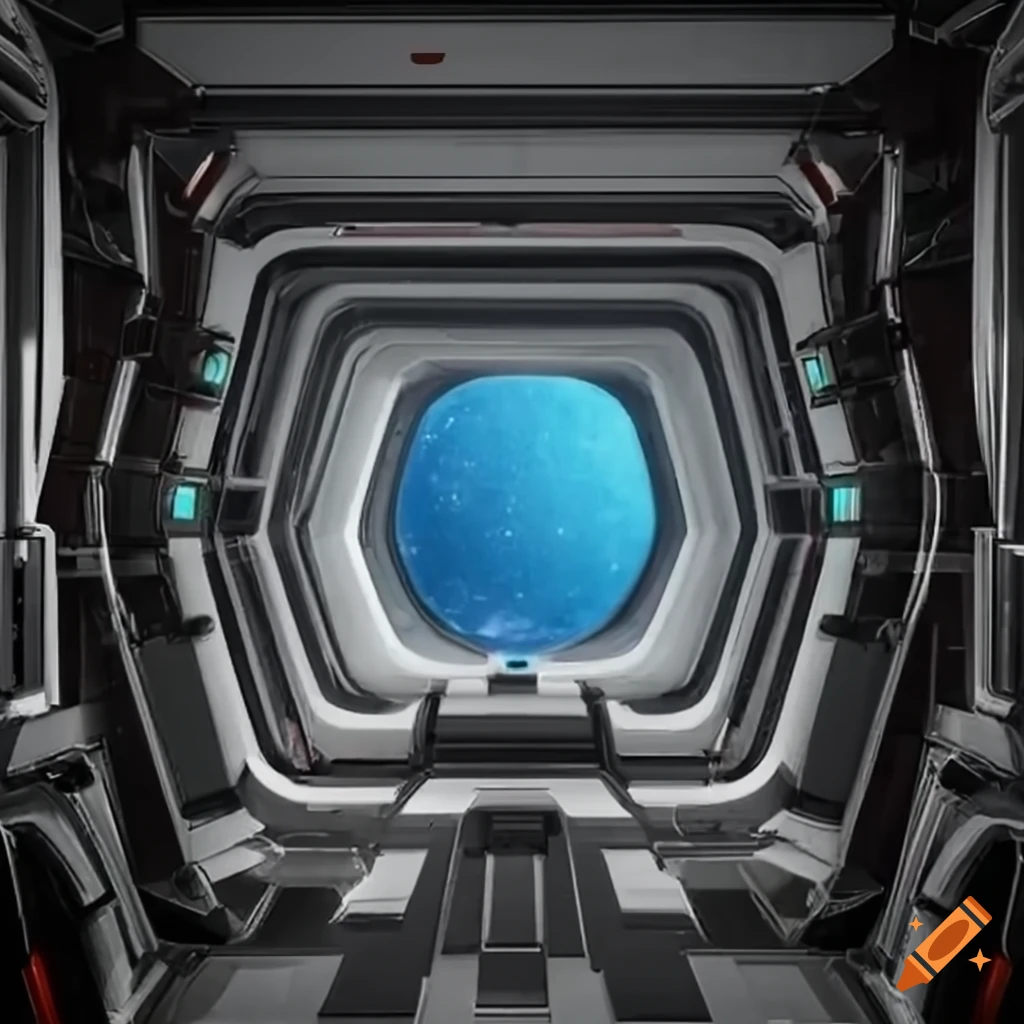 View from inside a spaceship looking out to space on Craiyon