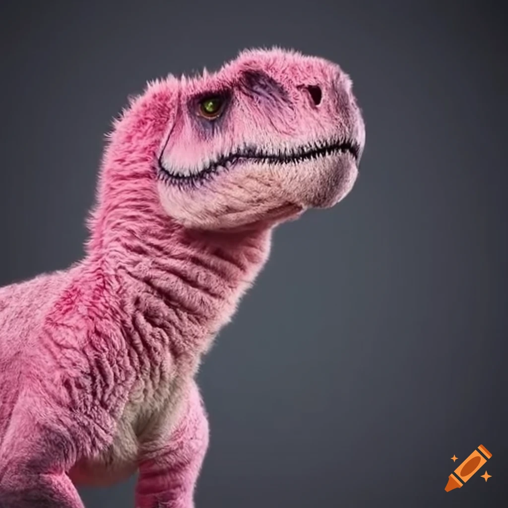 Realistic pink fluffy dinosaur on Craiyon