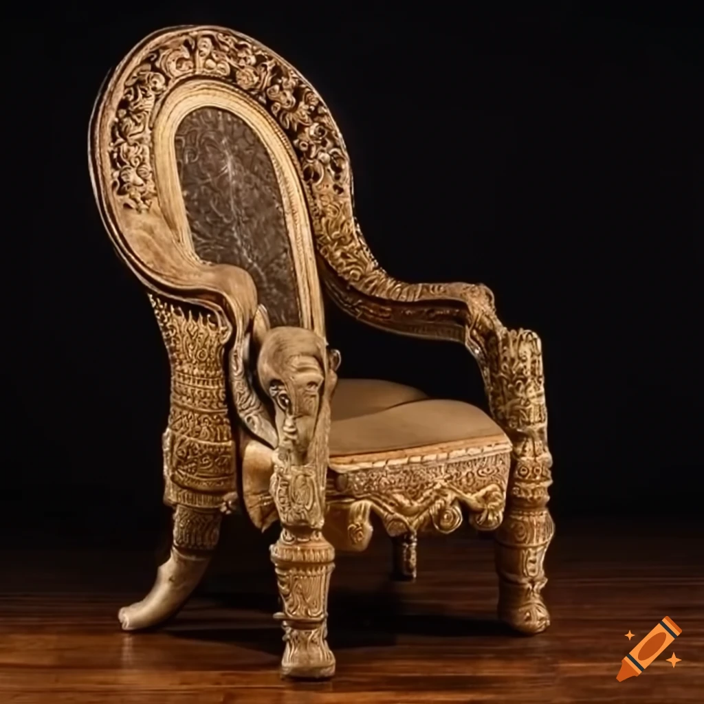 Royal chair made with elephant trunk on Craiyon