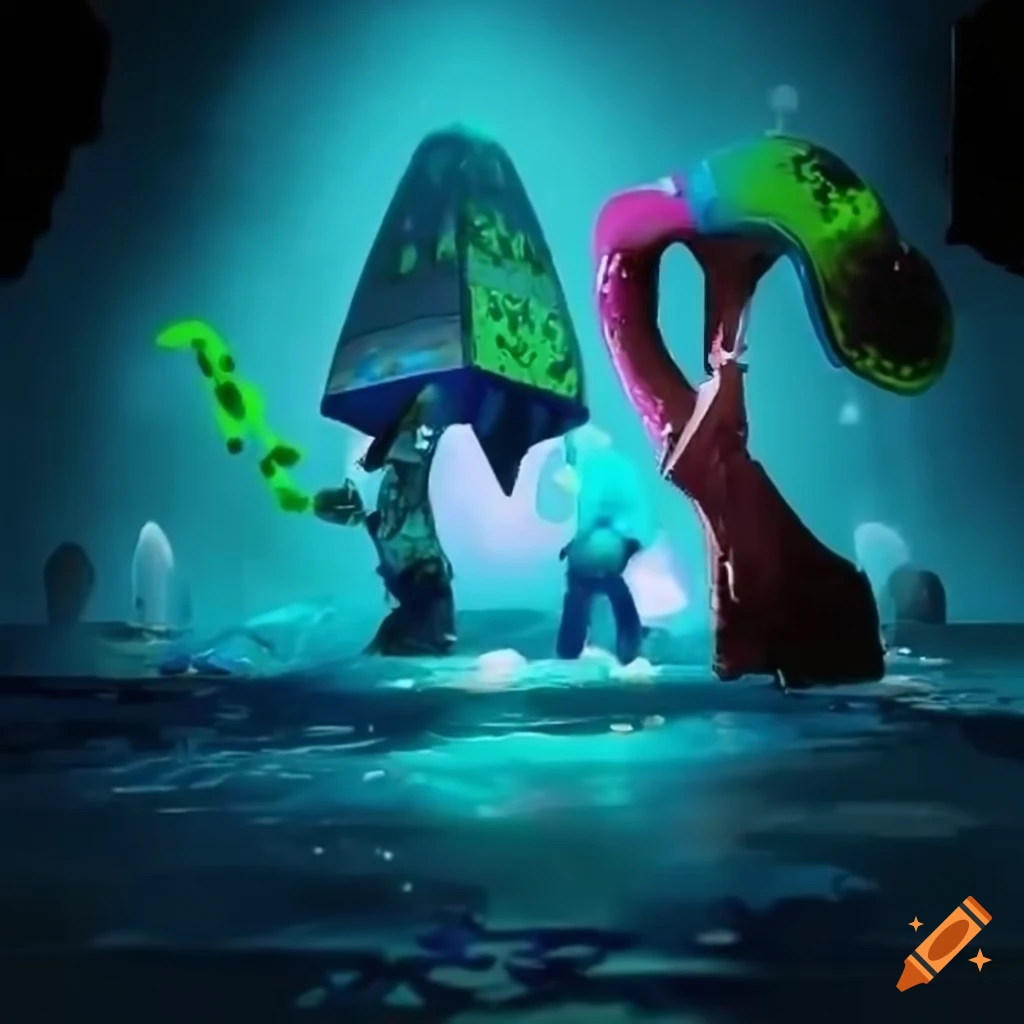 Splatoon themed album cover with the tides on Craiyon