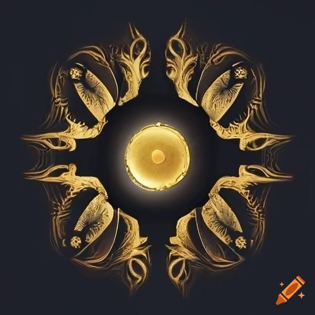 Elegant black and gold guild logo for equinox celebration on Craiyon