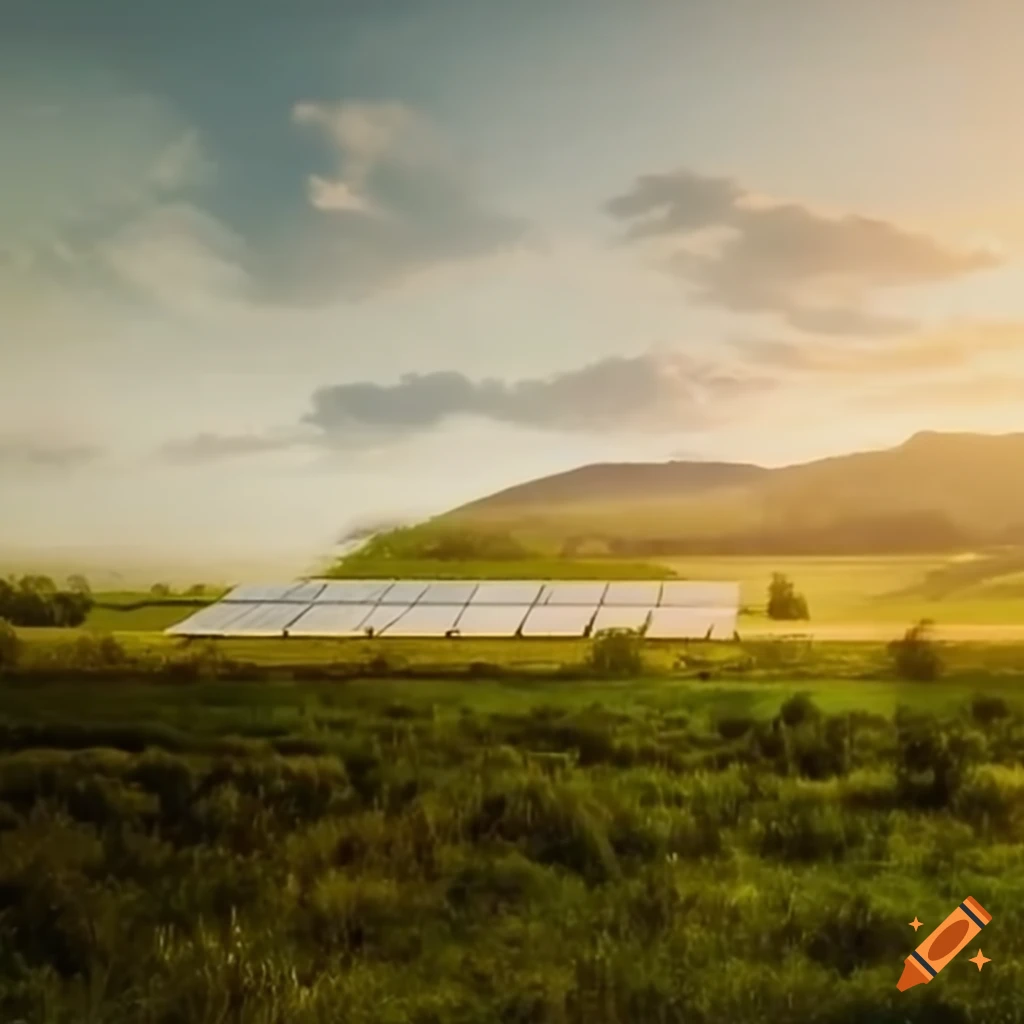 Countryside with solar power plant on Craiyon