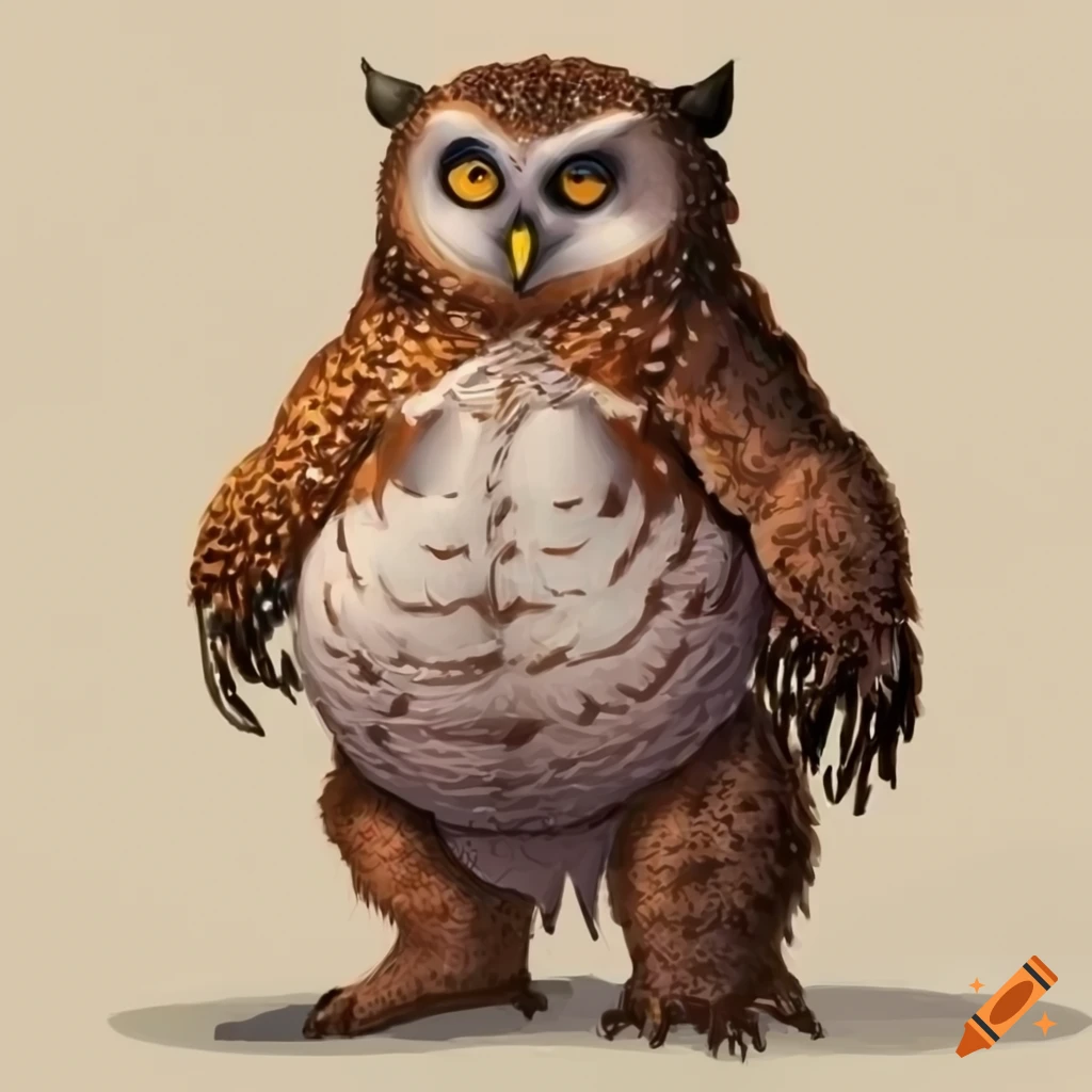 Owlbear creature standing on Craiyon