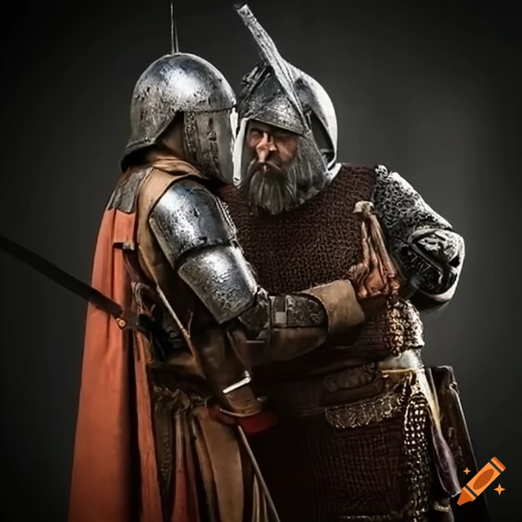 Medieval soldiers engaged in battle on Craiyon