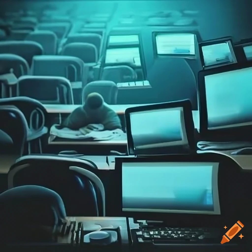 Sloths working on computers in a classroom on Craiyon