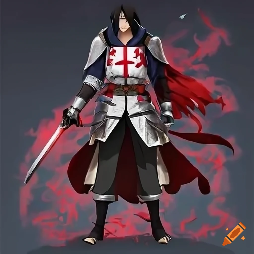 Artist's fusion of Itachi Anbu and Trevor Belmont in templar knight armor with buster sword on ...