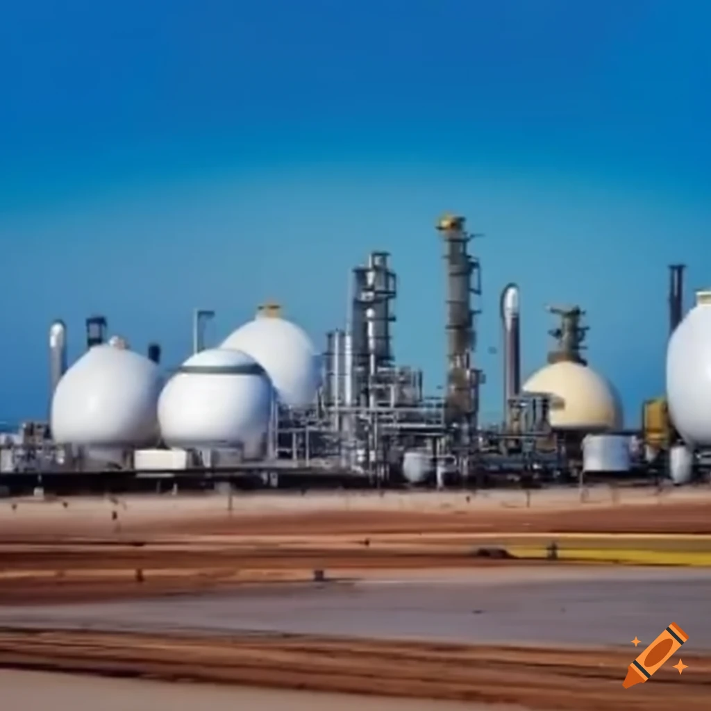 Helium refinery in a polluted industrial zone on Craiyon