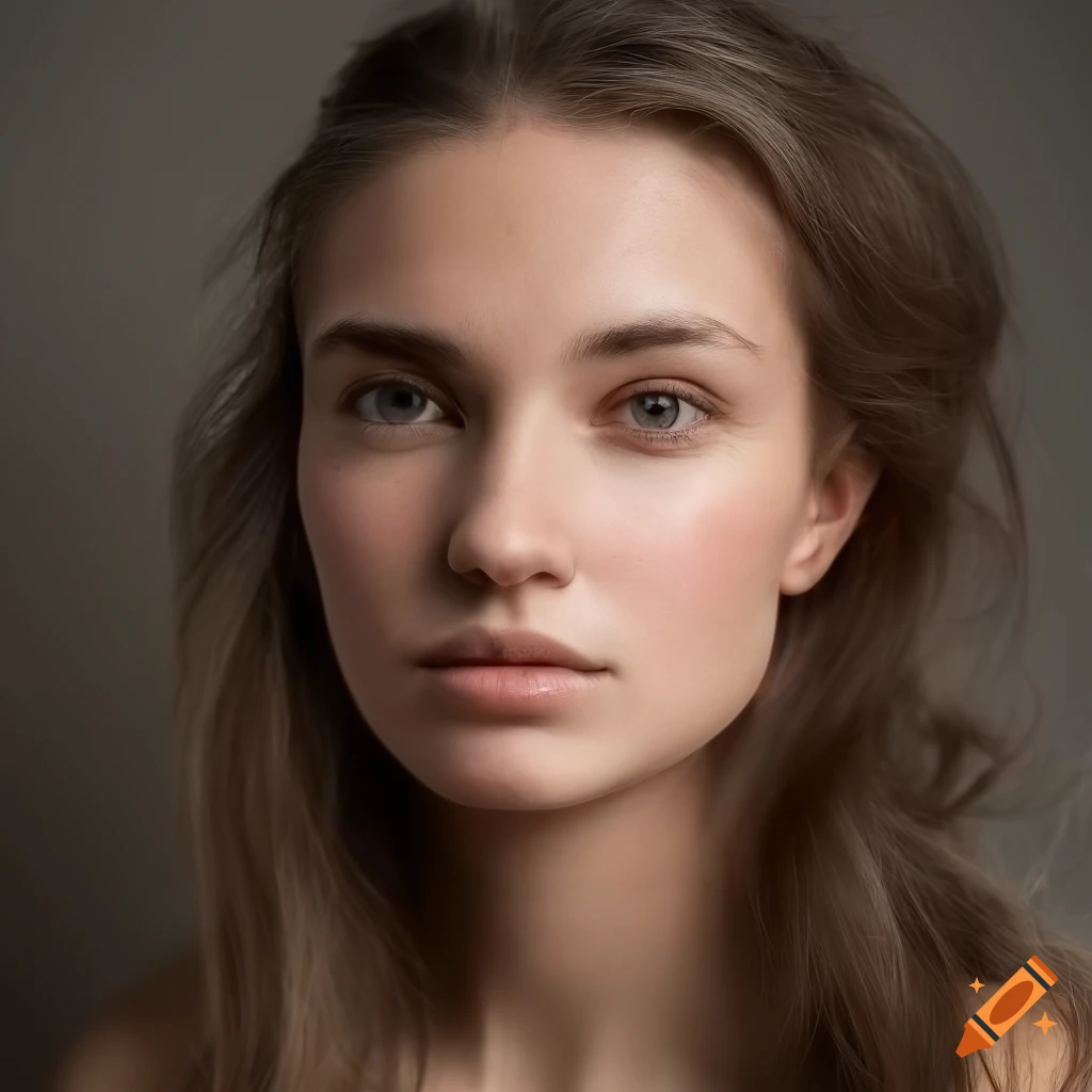 Portrait of a young woman with detailed textures and bright lighting on ...