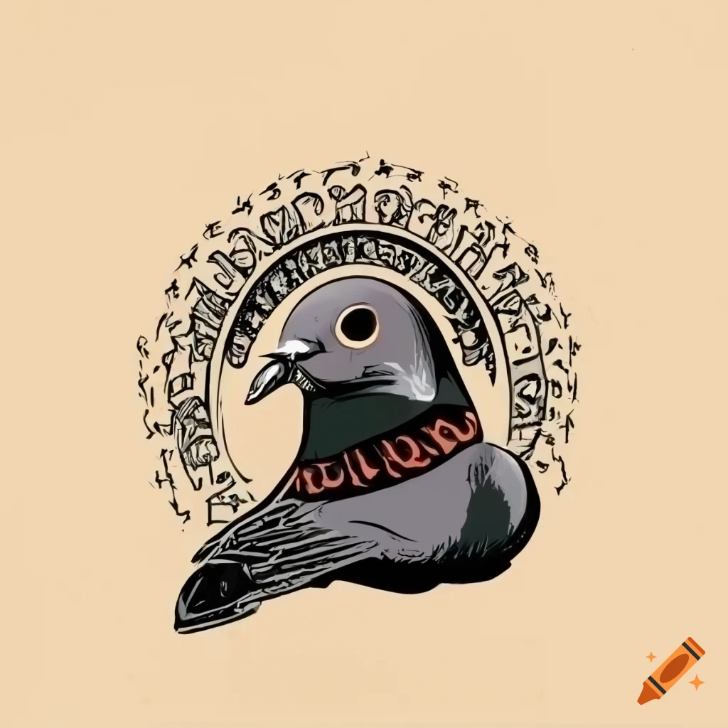 Old-school style motorcycle pigeon for motorcycle club logo on Craiyon