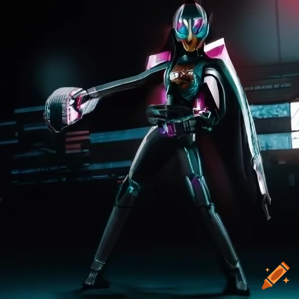 Photorealistic female kamen rider on Craiyon