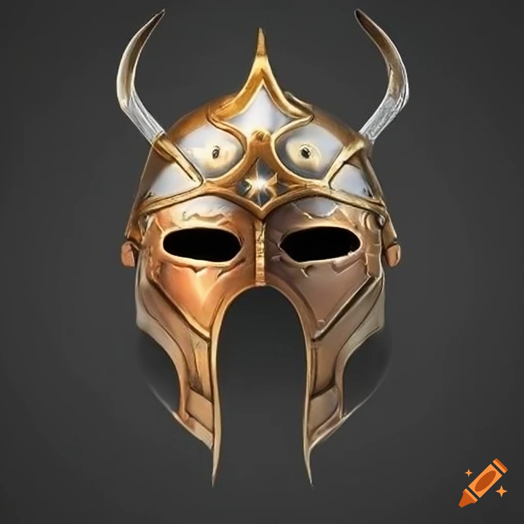 Elite champion fantasy magic helmet, front view on Craiyon