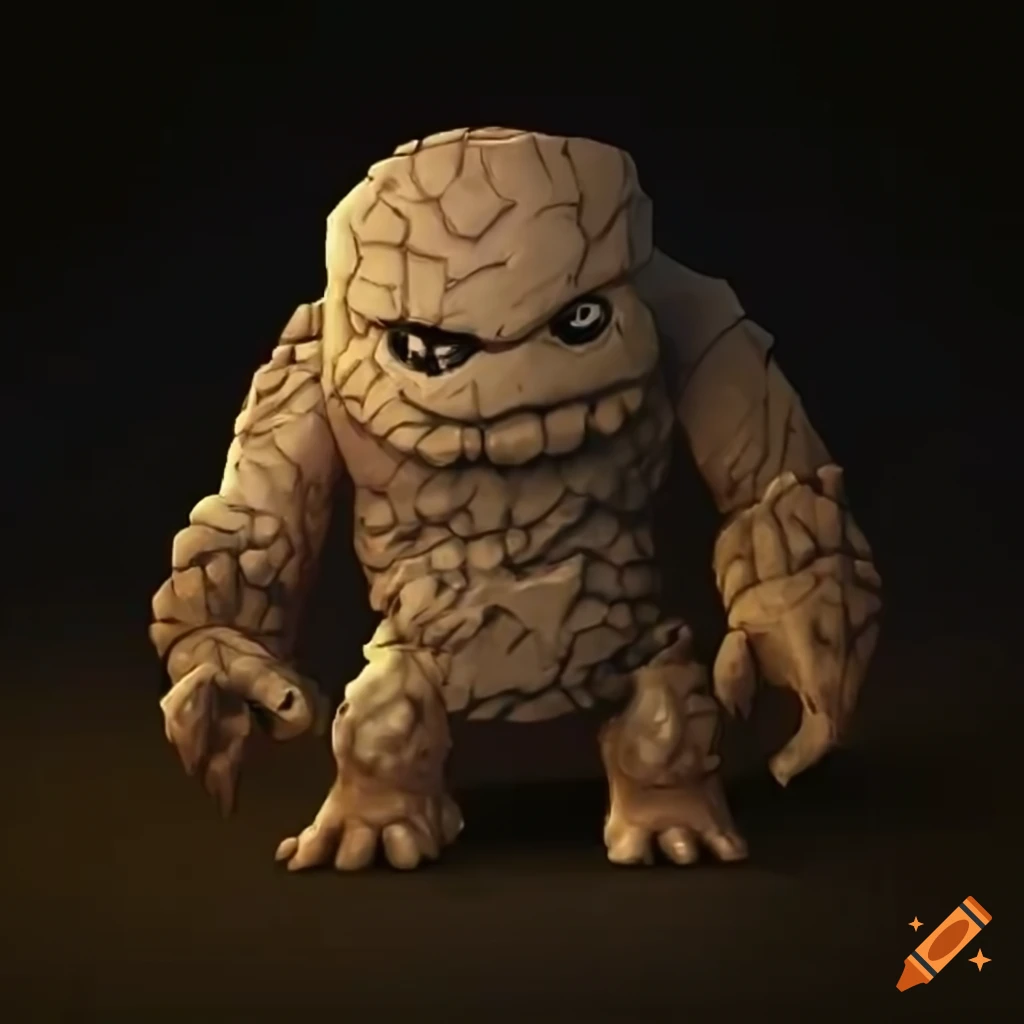 Tiny rock golem detective character on Craiyon
