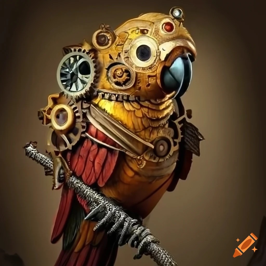 Steampunk clockwork parrot on Craiyon