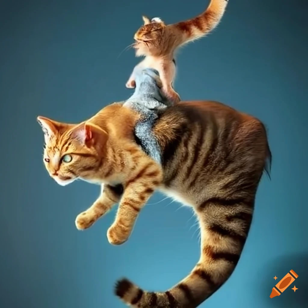 Cat riding a human on Craiyon