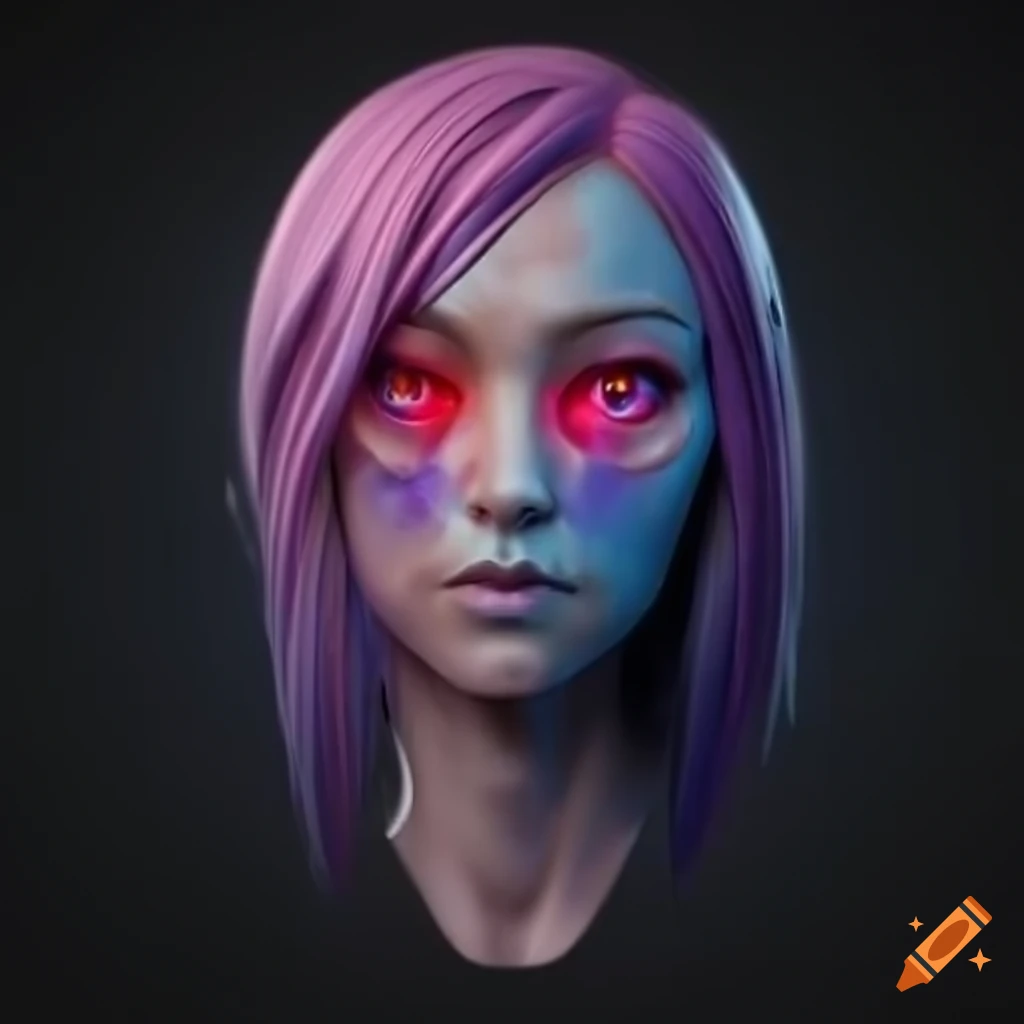 Cyberpunk 3d sculpture with anime eyes created in zbrush on Craiyon