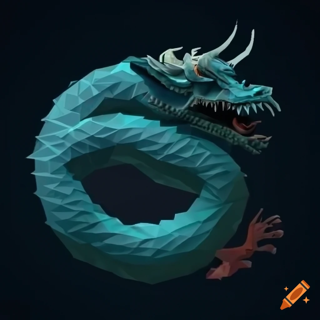 Traditional japanese dragon in low poly style on Craiyon