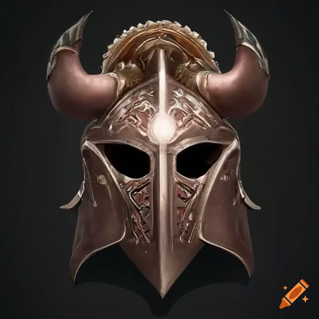 Front view of an elite champion magic helmet in a fantasy setting on ...