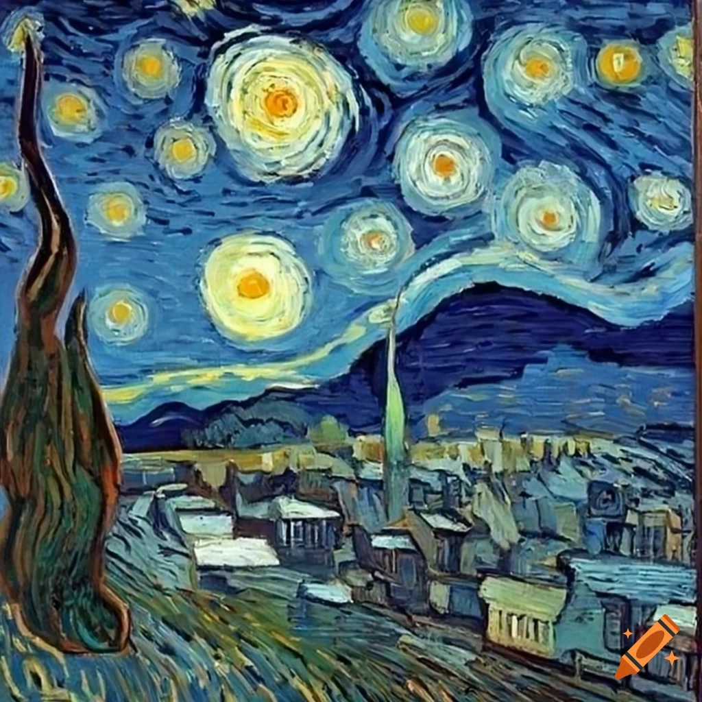 The starry night painting by vincent van gogh on Craiyon