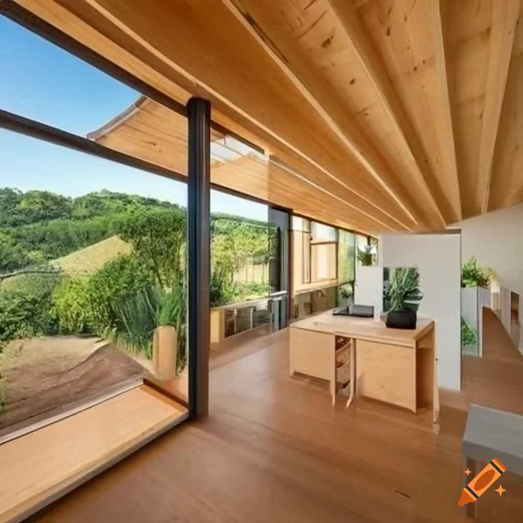 Architect building sustainable mass timber house in beautiful landscape ...