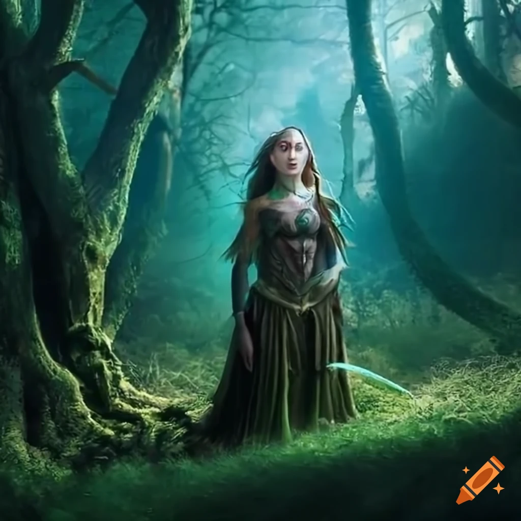 Elf in a forest with a dragon on Craiyon