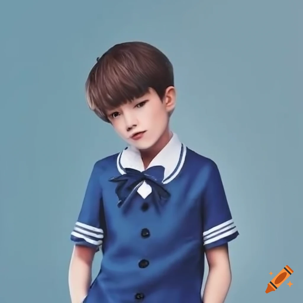 Boys in blue sailor suits singing happily on Craiyon